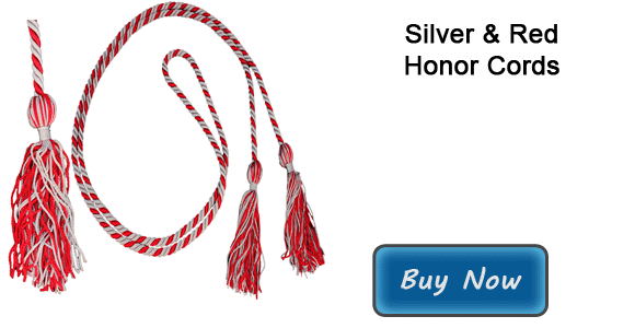 Sophisticated Silver And Red Graduation Cords