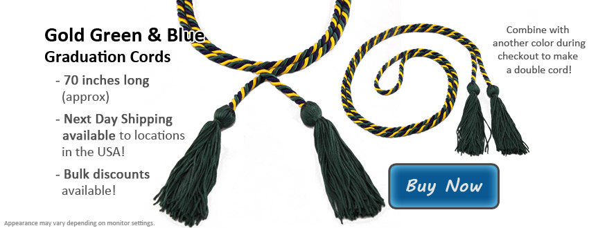 Navy Green and Gold Graduation Cords