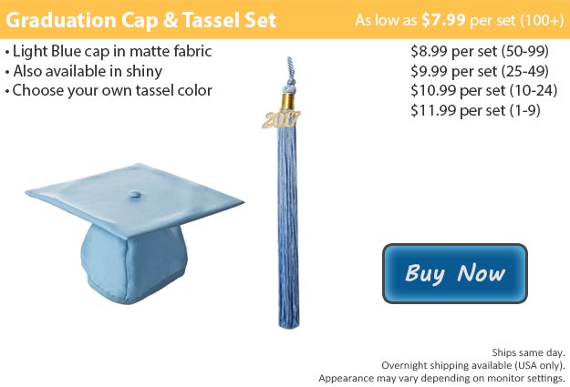 Matte Light Blue Graduation Cap and Tassel Sets from Honors Graduation