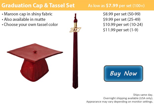 Shiny Maroon Graduation Cap and Tassel Sets from Honors Graduation