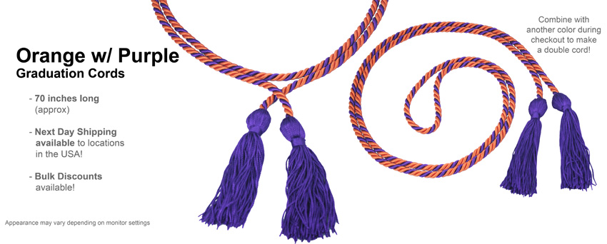 Orange and Purple Graduation Cords from Honors Graduation
