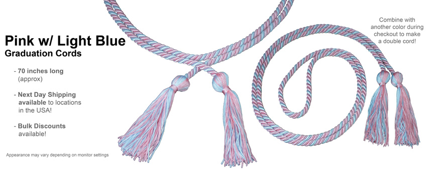 Pink and Light Blue Graduation Cords from Honors Graduation