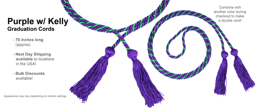 Purple and Kelly Green Graduation Cords from Honors Graduation