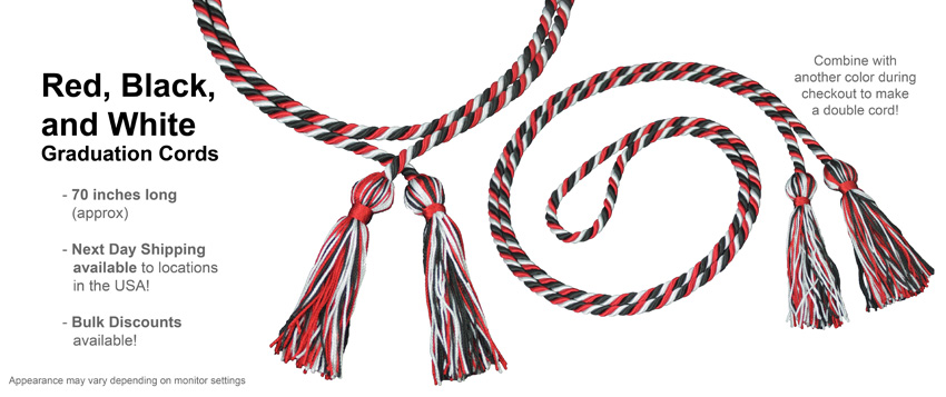 Red Black and White Graduation Cords from Honors Graduation