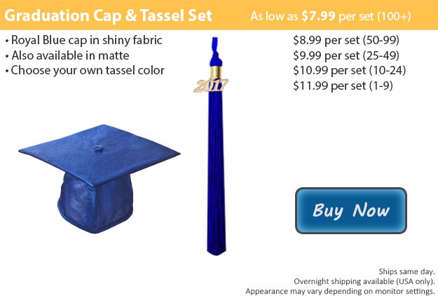 Shiny Royal Blue Graduation Cap and Tassel Sets from Honors Graduation