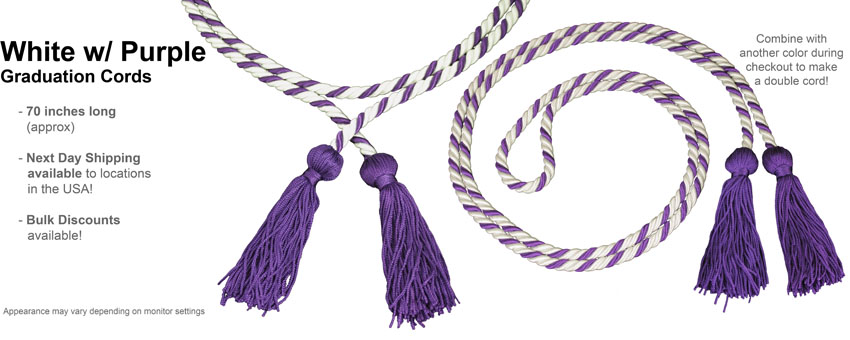 White and Purple Graduation Cords from Honors Graduation