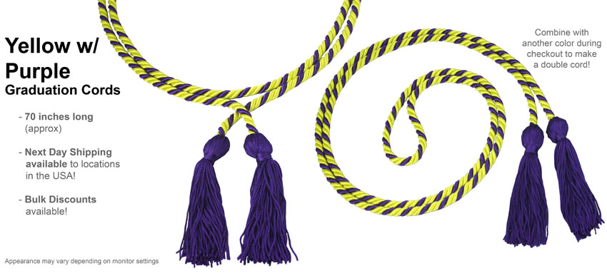 Distinguish accomplishments with Yellow and Purple Honor Cords